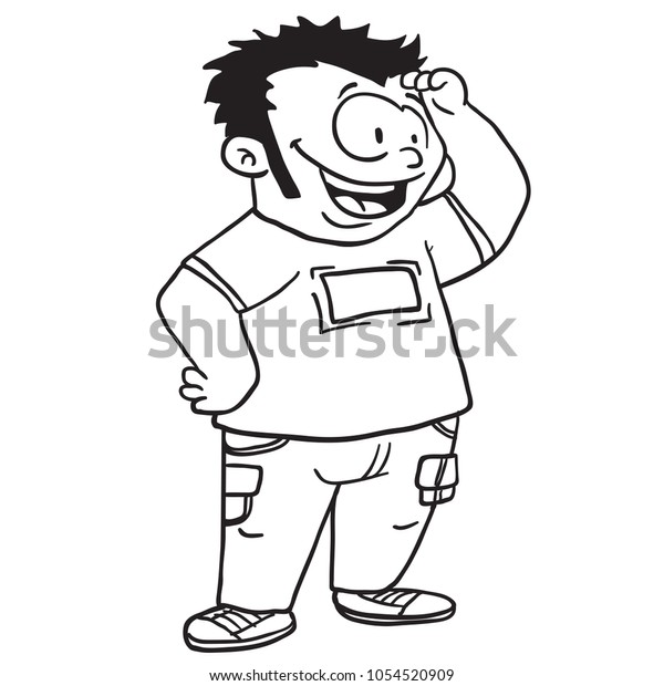 Boy Standing Looking Distance Cartoon Illustration: เวกเตอร์สต็อก (ปลอด ...