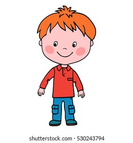 Boy Standing Looking Lower Right Corner 스톡 벡터(로열티 프리) 530243794 ...