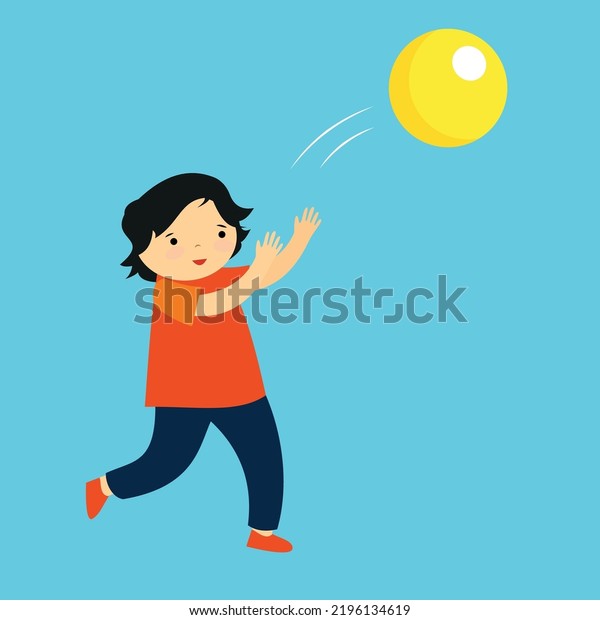 Boy Throws Ball Stock Vector (Royalty Free) 2196134619 | Shutterstock