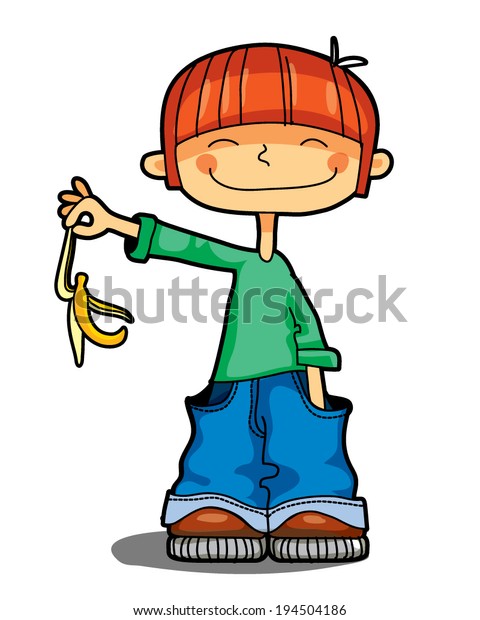 Boy Throws Bananas Peel Stock Vector (Royalty Free) 194504186 ...