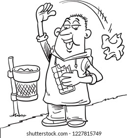 Littering Cartoon Clipart Litter Coloring Woman Outline Rubbish Vector ...