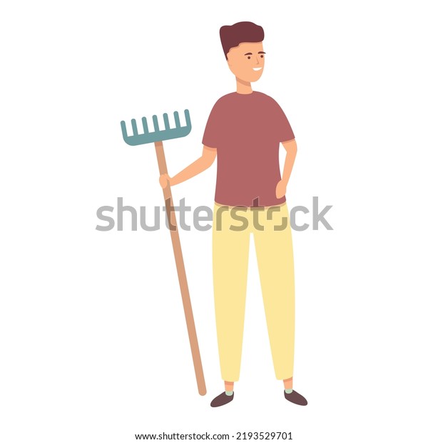 Boy Use Rake Icon Cartoon Vector: เวกเตอร์สต็อก (ปลอดค่าลิขสิทธิ์ ...
