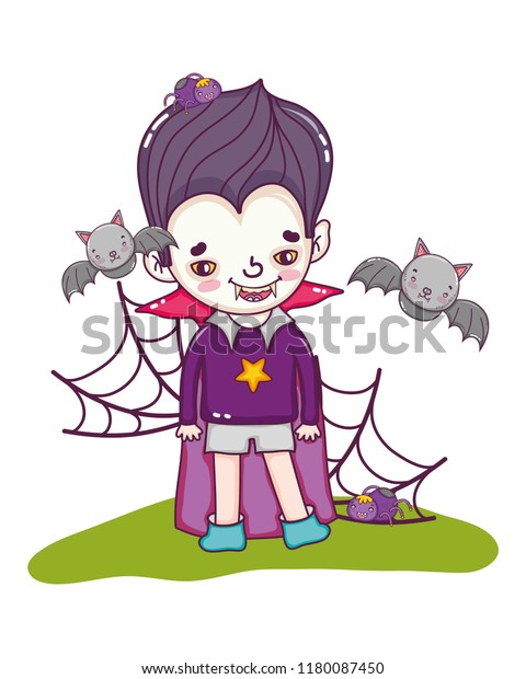 Boy Vampire Costume Bats Spiders Stock Vector (Royalty Free) 1180087450 ...