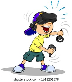 Boy Vr Vector Color Illustration Cartoon Stock Vector (Royalty Free ...