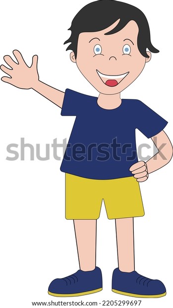 Boy Waving Hand Kid Child Stock Vector (Royalty Free) 2205299697 ...