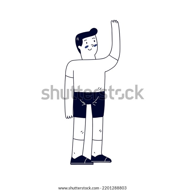 Boy Waving Hand Line Art Drawing Stock Vector (Royalty Free) 2201288803 ...