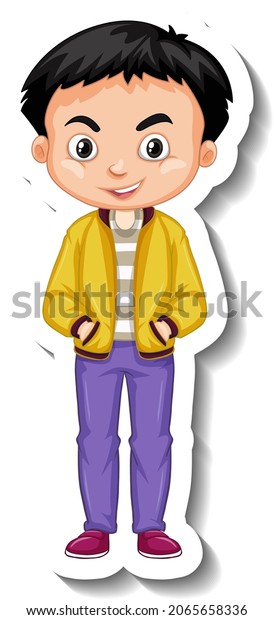 Boy Wears Bomber Jacket Cartoon Character Stock Vector (Royalty Free ...