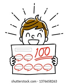 Boy Who Gets 100 Points Test Stock Vector (Royalty Free) 1376658263 ...