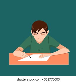 Boy Writing Vector Illustration Stock Vector (Royalty Free) 351770003 ...