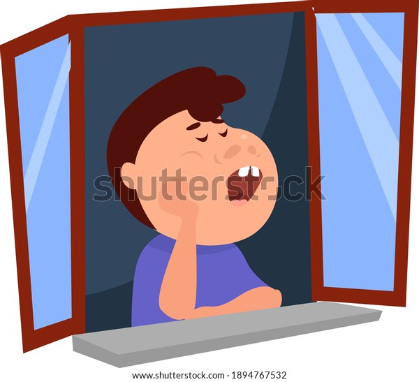 Boy Yawning Illustration Vector On White Stock Vector (Royalty Free ...