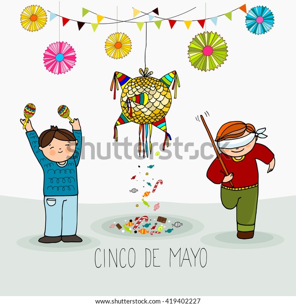 Boys Beating Pinata Mexican Cinco De 스톡 벡터(로열티 프리) 419402227 | Shutterstock
