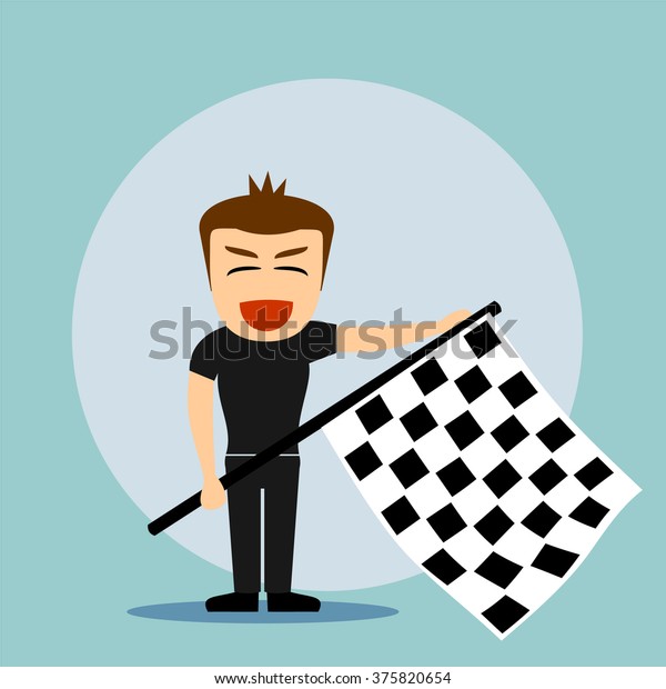 Boys Cartoon Character Bringing Flag Race Stock Vector (Royalty Free ...