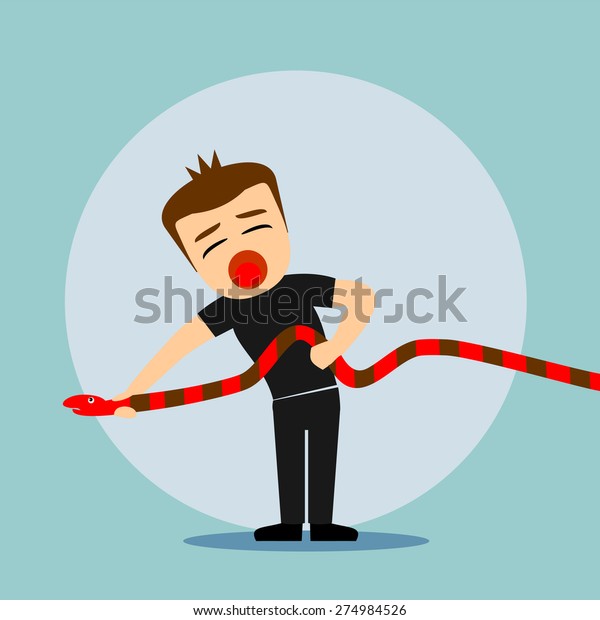 Boys Cartoon Character Catch Snake Stock Vector (Royalty Free) 274984526