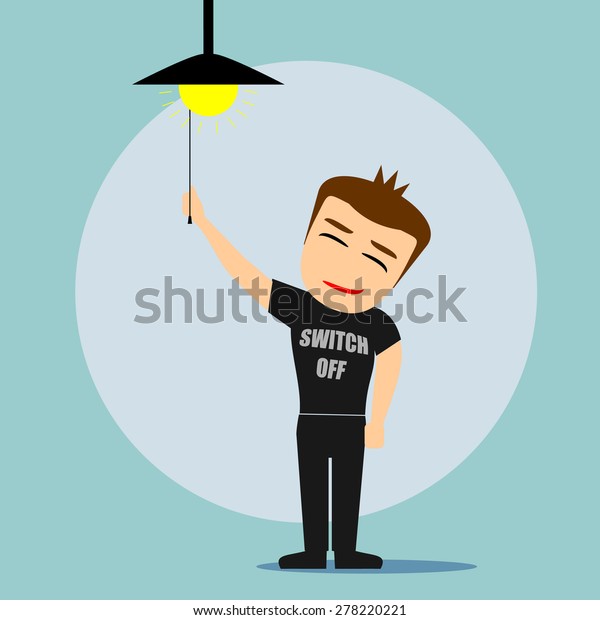 Boys Cartoon Character Switch Off Light Arkivvektor (royaltyfri ...