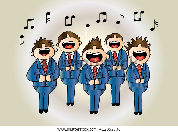 Boys Chorus Action Hand Drawing Illustration เวกเตอร์สต็อก (ปลอดค่า ...