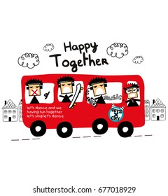 Boys Happy Together Doodle Vector: vector de stock (libre de regalías ...