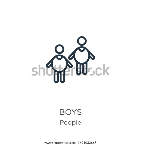 Boys Icon Thin Linear Boys Outline Stock Vector (Royalty Free ...