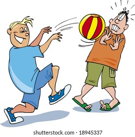 Cartoon Illustration Two Boys Playing Ball Stock Illustration 64796515