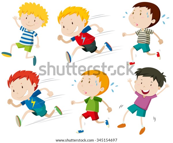 Boys Running Fast Slow Illustration: เวกเตอร์สต็อก (ปลอดค่าลิขสิทธิ์ ...
