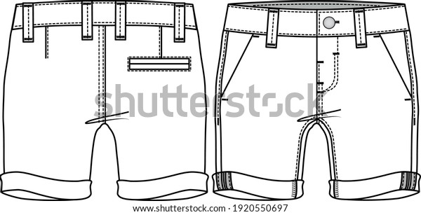 Boys Short Flat Sketch Template Technical Stock Vector (Royalty Free ...