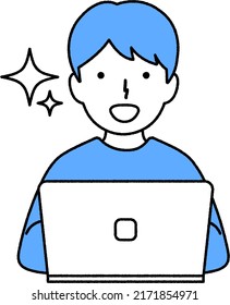 Boys Using Computer Joy Stock Vector (Royalty Free) 2171854971 ...