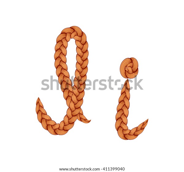 Braids font. Alphabet made from hairstyle plaits. Braided hair font ...