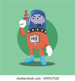 Brain Alien Holding Laser Gun Stock Vector (Royalty Free) 495917533 ...