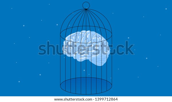 Brain Cage Vector Illustration Addiction Illustration Stock Vector ...
