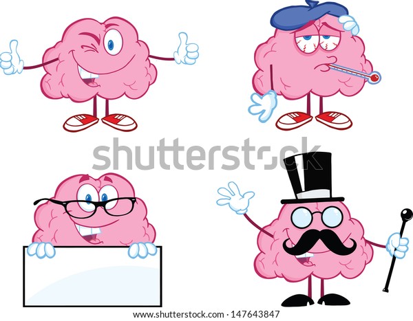 Brain Cartoon Mascot Collection 7 Stock Vector (Royalty Free) 147643847 ...