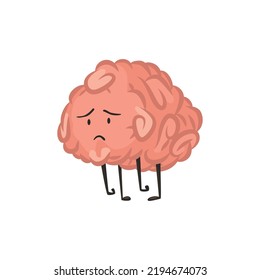 Brain Character Emotion Intelligence Emoji Sad Stock Vector (Royalty ...
