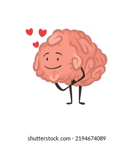 Brain Character Emotion Intelligence Emoji Love Stock Vector (Royalty ...