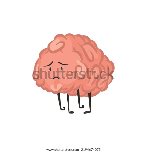 Brain Character Emotion Intelligence Emoji Sad Stock Vector (Royalty ...