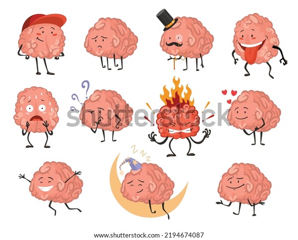 Brain Character Emotion Intelligence Emoji Slipping Stock Vector ...