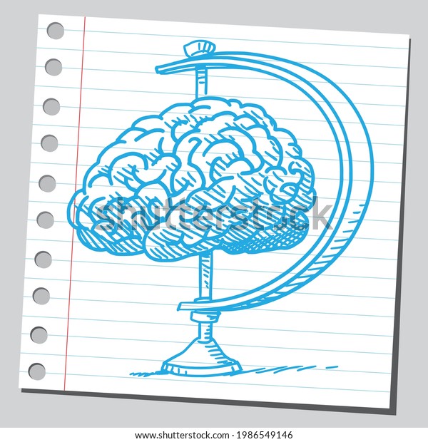 Brain Desk Globe Sketch Style Illustration Stock Vector (Royalty Free ...