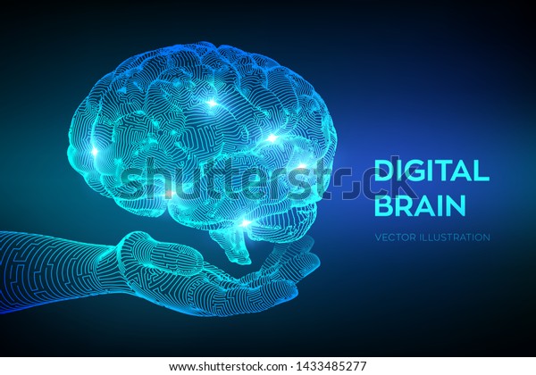 Brain Digital Brain Hand 3d Science Stock Vector (Royalty Free ...