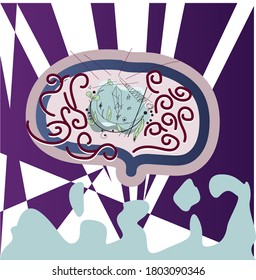 Brain Drawing Abstract Meaning Smart Thinking Stock Vector (Royalty ...