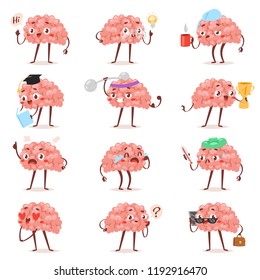 Brain Emotion Vector Cartoon Brainy Character Stock Vector (Royalty ...