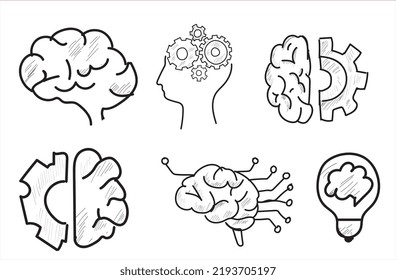 Brain Engineering Icons Vector Illustration Black Stock Vector (Royalty ...