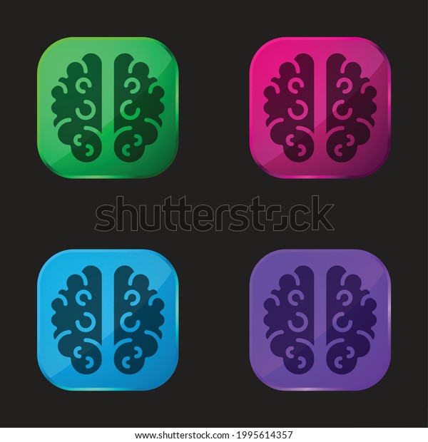 Brain Four Color Glass Button Icon Stock Vector (Royalty Free ...