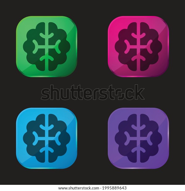 Brain Four Color Glass Button Icon Stock Vector (Royalty Free ...