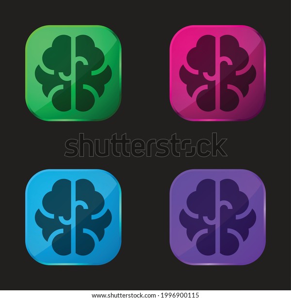 Brain Four Color Glass Button Icon Stock Vector (Royalty Free ...