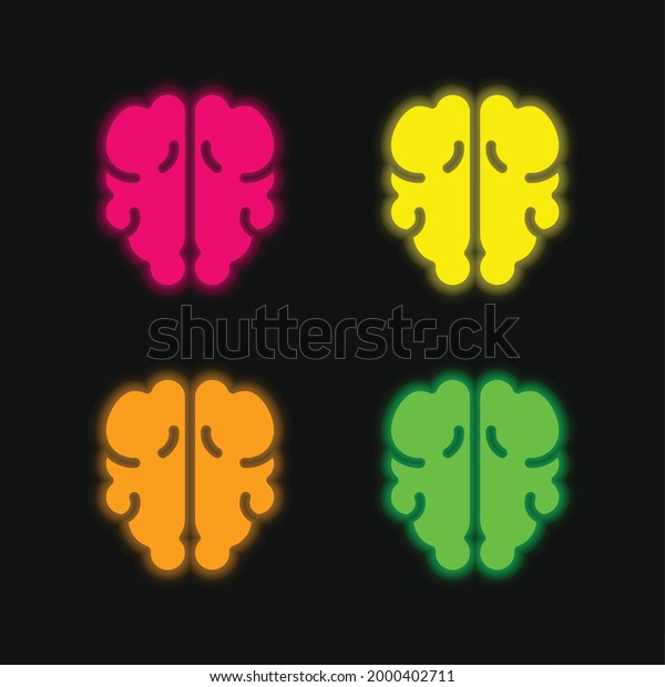 Brain Four Color Glowing Neon Vector Stock Vector (Royalty Free ...