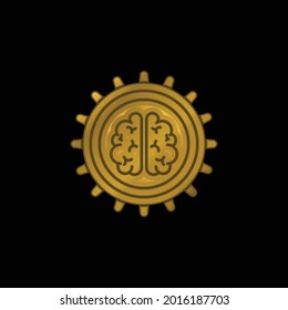Brain Gold Plated Metalic Icon Logo Stock Vector (Royalty Free ...