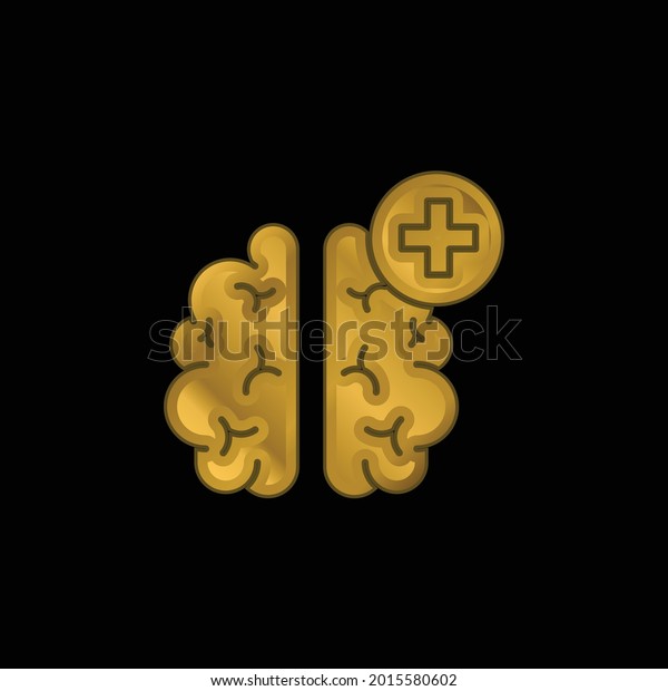 Brain Gold Plated Metalic Icon Logo Stock Vector (Royalty Free ...