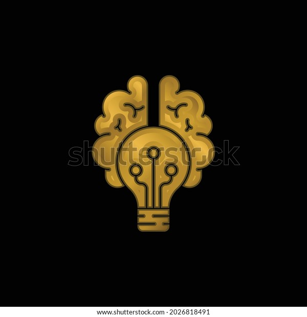 Brain Gold Plated Metalic Icon Logo Stock Vector (Royalty Free ...