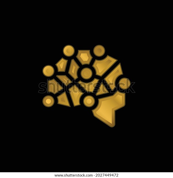 Brain Gold Plated Metalic Icon Logo Stock Vector (Royalty Free ...