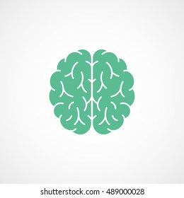 Brain Green Flat Icon On White Stock Vector (Royalty Free) 489000028 ...