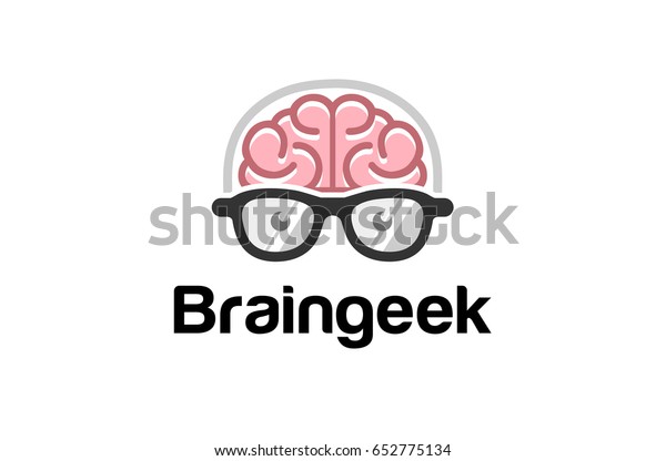 Brain Head Geek Logo Symbol Design Stock Vector (Royalty Free) 652775134