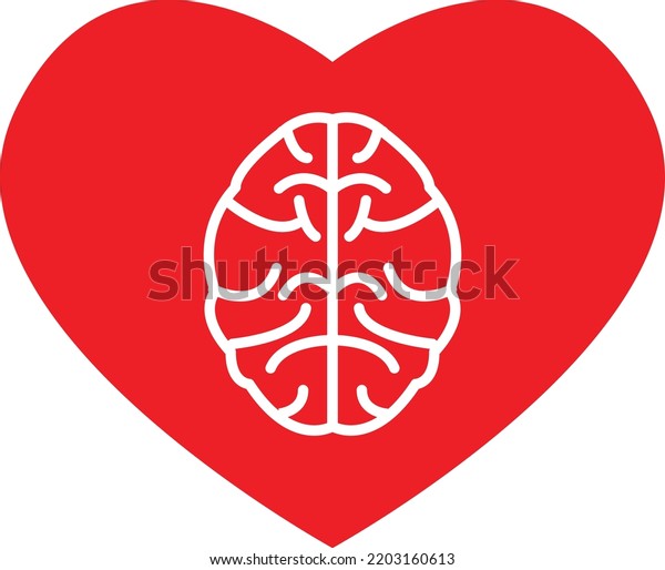 Brain Heart Icon On White Background Stock Vector (Royalty Free ...