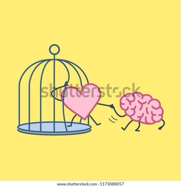 Brain Helping Heart Escape Cage Vector Stock Vector (Royalty Free ...